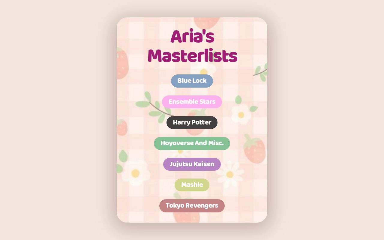 Aria's Masterlist